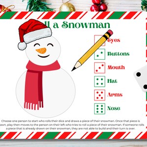 Roll a Snowman, Christmas Drawing Game, Dice Game, Christmas Game, Kids ...