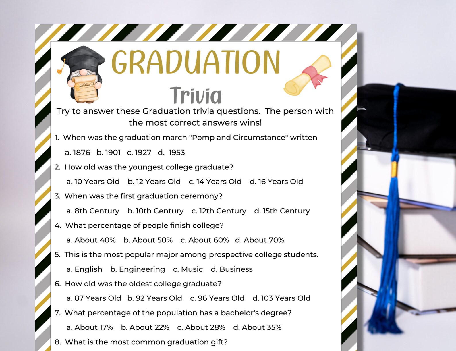 Graduation Trivia Game | 2024 Graduation Games | Graduation Party ...