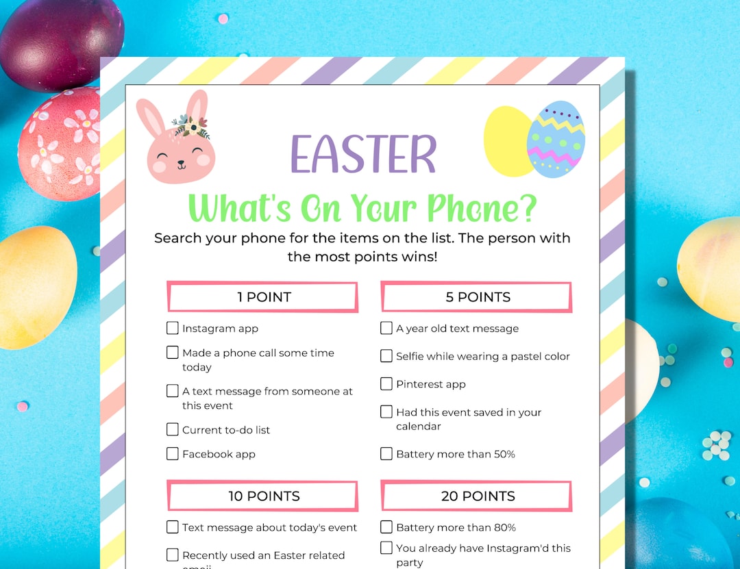 Easter Whats on Your Phone Game | Scavenger Hunt | Printable Easter ...
