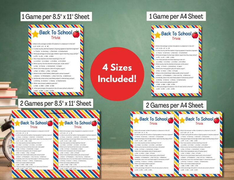 Back to School Trivia Game | Back to School Games | Printable Games ...