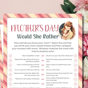 Mothers Day Would She Rather | Mothers Day This or That Game | Mothers ...