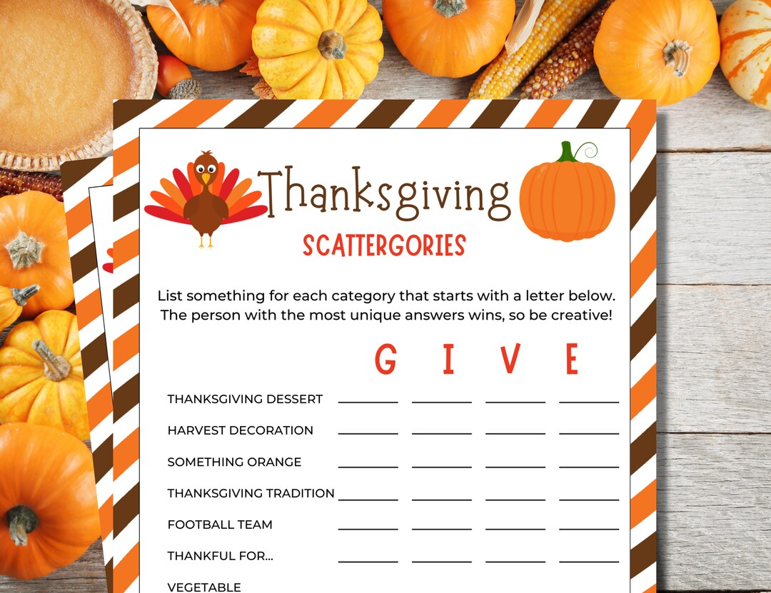 Thanksgiving Scattergories Game | Thanksgiving Word Game | Thanksgiving ...