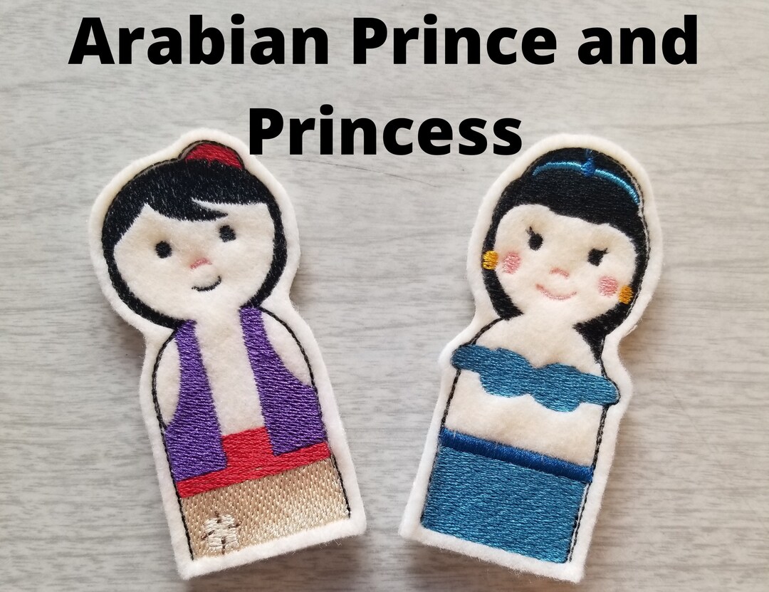 Arabian Prince and Princess, Embroidered Felt Finger Puppets, Storybook ...