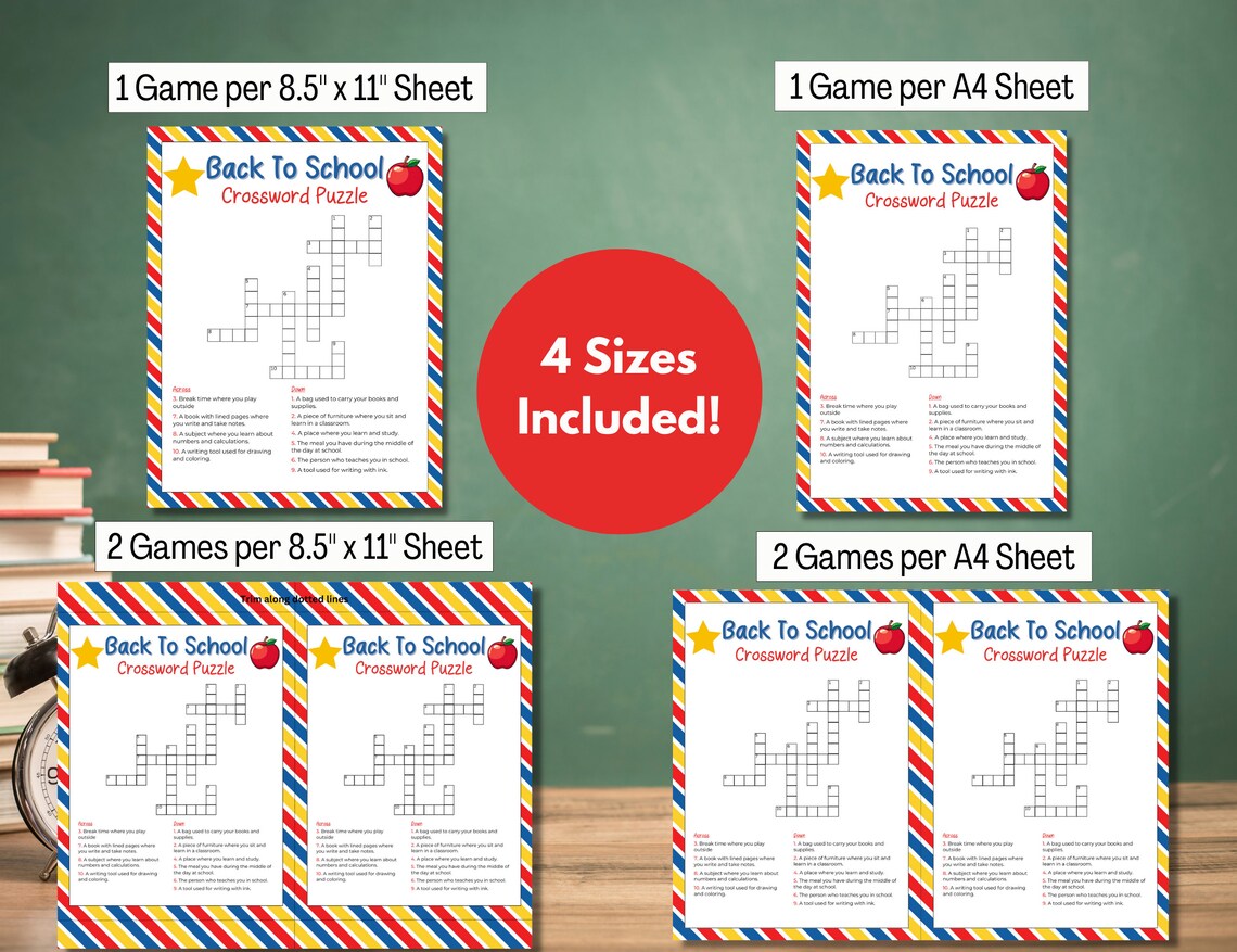 Back to School Crossword Puzzle | Back to School Word Puzzle | Back to ...