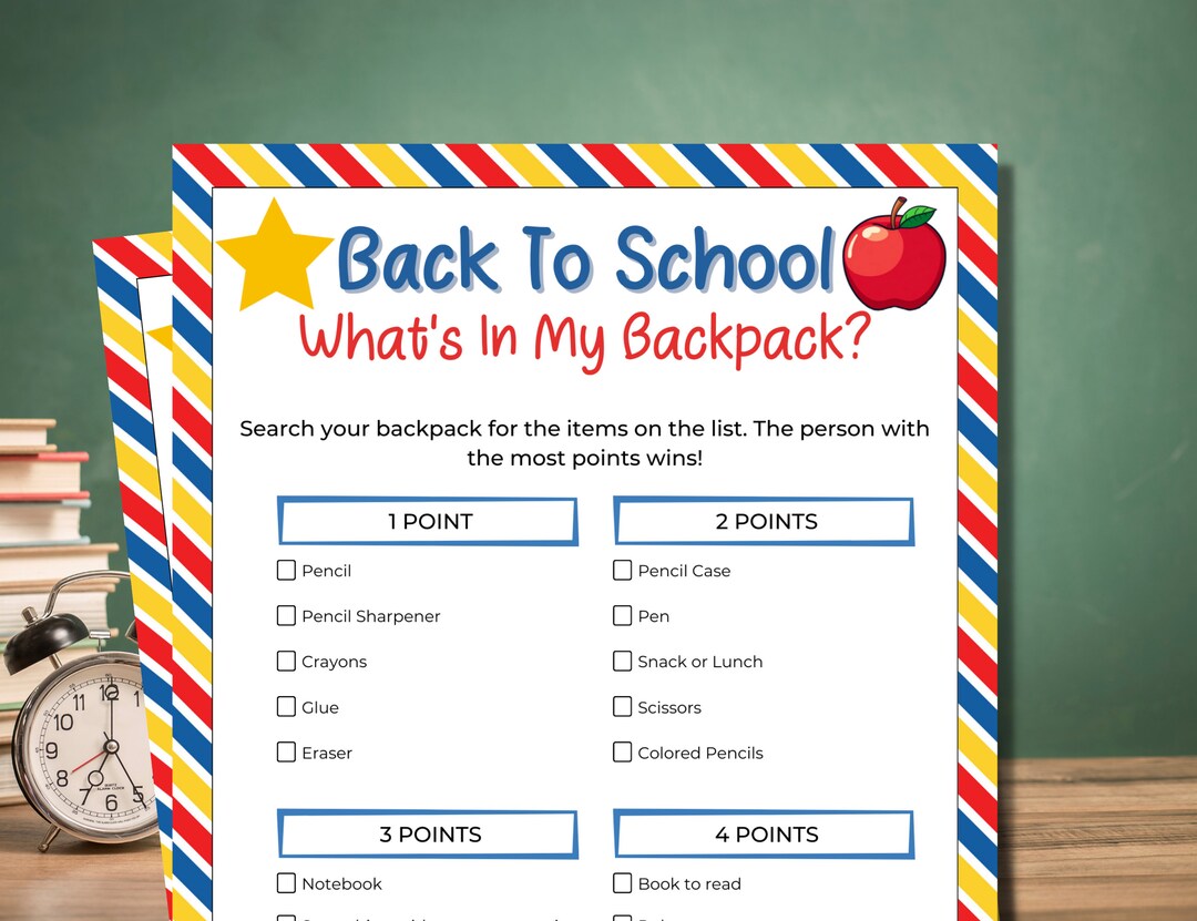 Back to School What's in My Backpack Game | Scavenger Hunt | First Day ...
