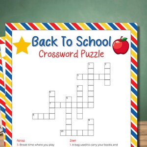 Back to School Crossword Puzzle | Back to School Word Puzzle | Back to ...