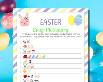 Easter Emoji Pictionary Game, Printable Easter Games, Emoji Game, Fun ...