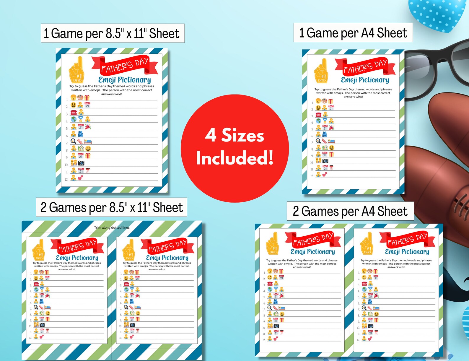 Fathers Day Emoji Pictionary | Fathers Day Emoji Game | Fathers Day ...