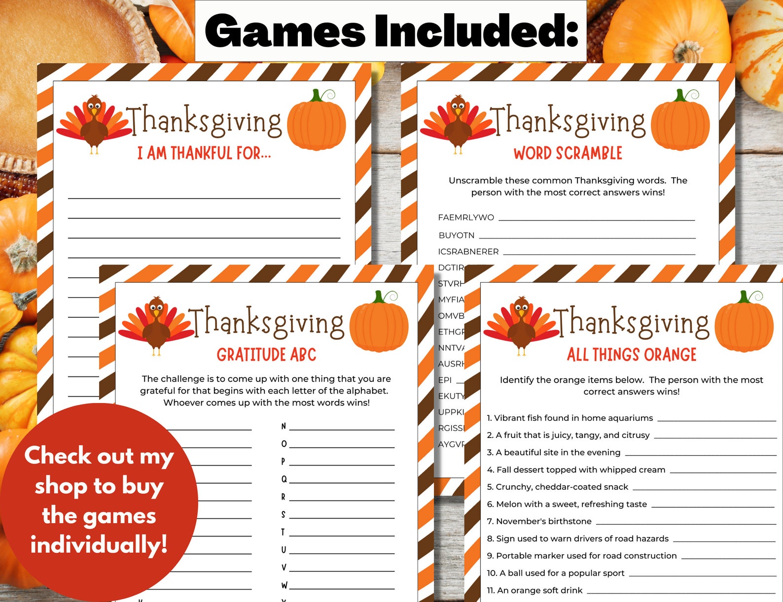 Thanksgiving Games | Friendsgiving Games | Thanksgiving Game Bundle ...