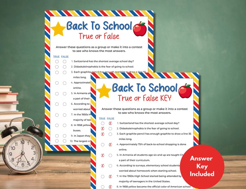 Back to School True or False Game | Back to School Fact or Fiction ...