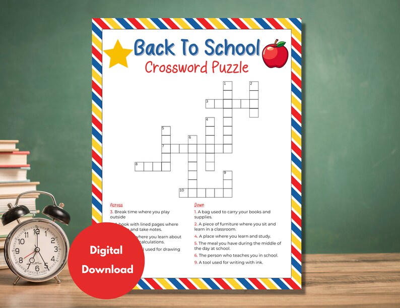 Back to School Crossword Puzzle | Back to School Word Puzzle | Back to ...