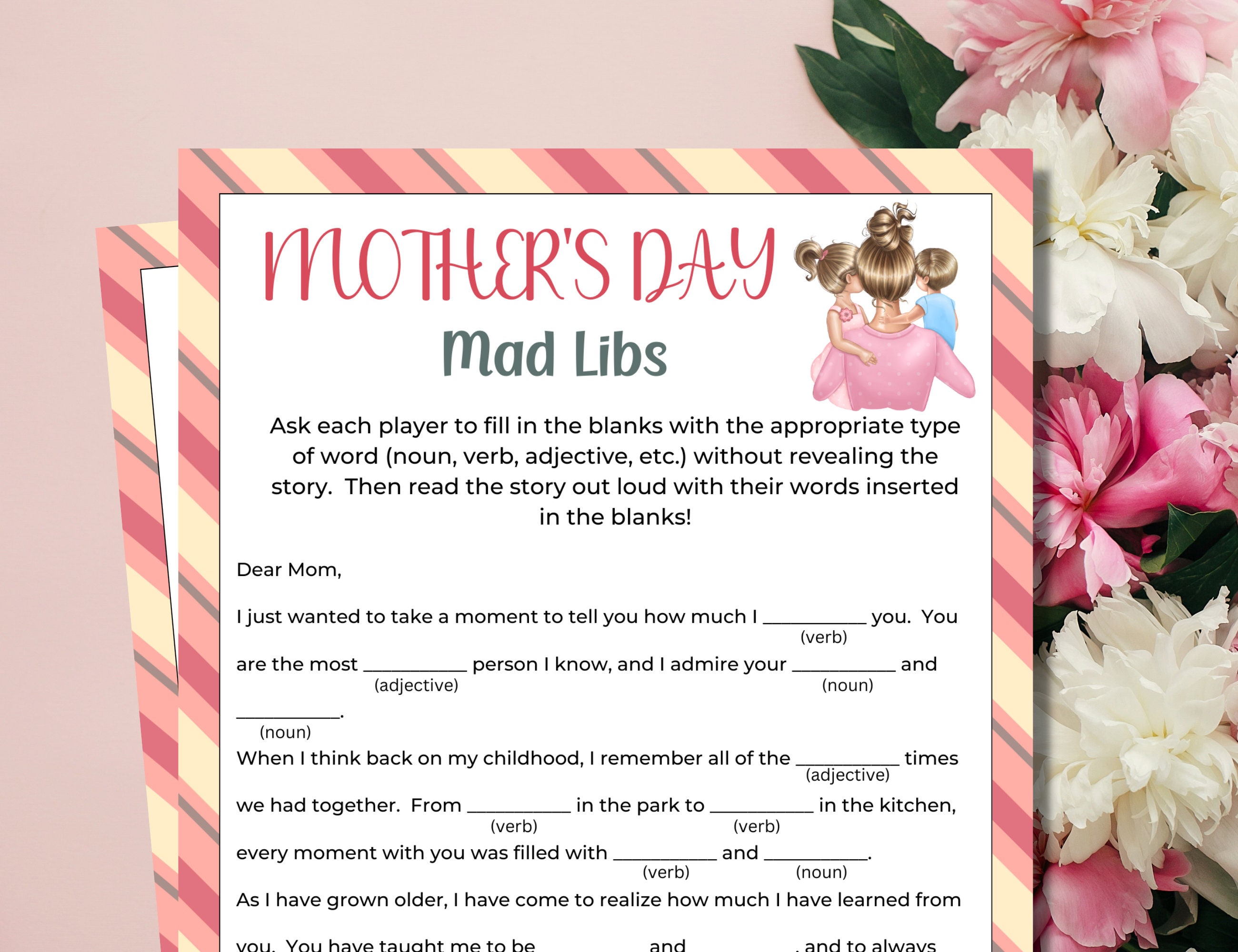 Mothers Day Mad Libs Game | Mothers Day Game | Kids Game | Mothers Day ...