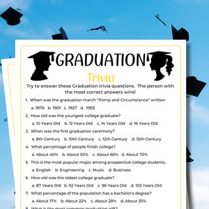 Graduation Trivia Game | 2024 Graduation Games | Graduation Party ...