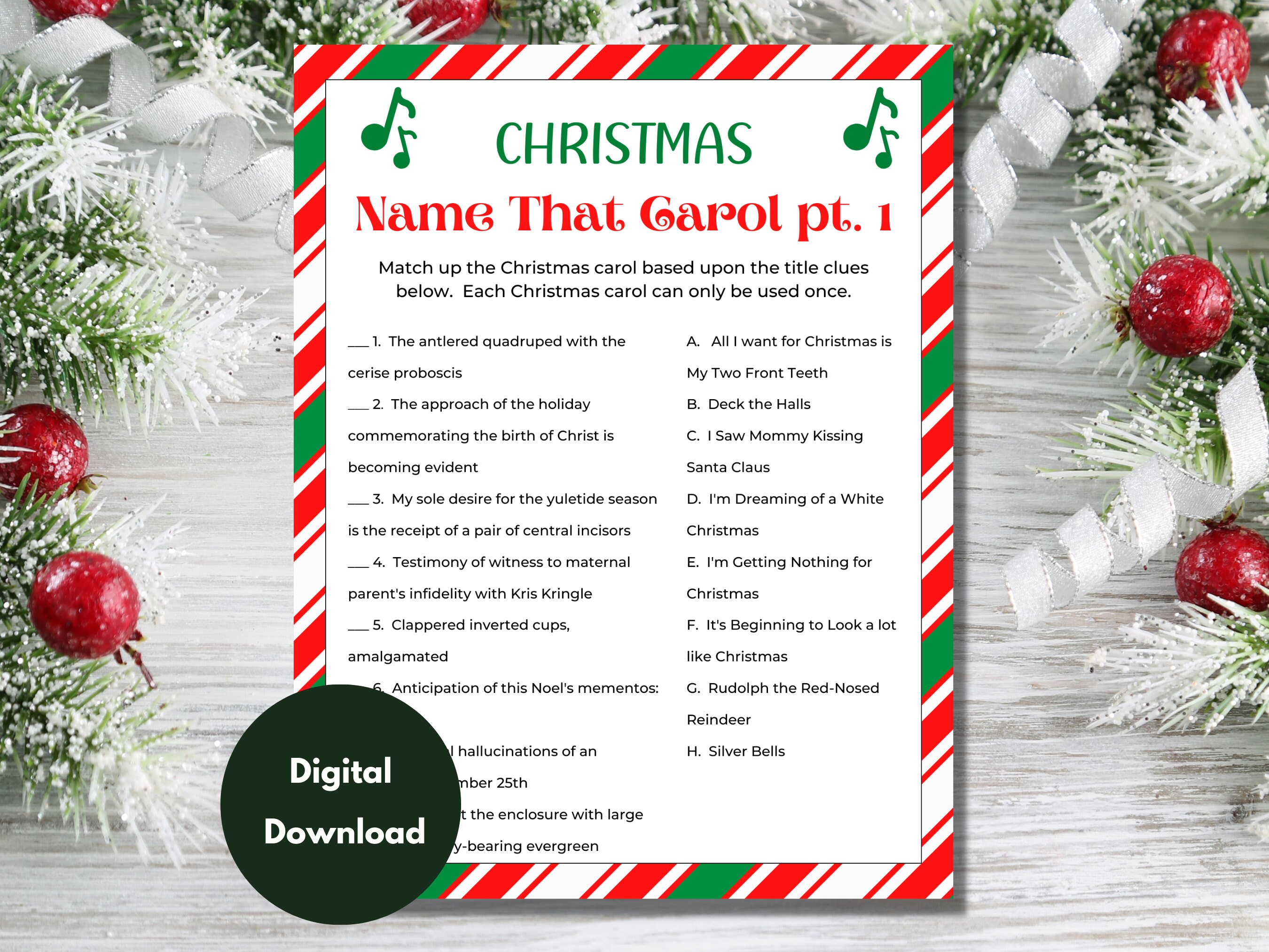 Name That Christmas Carol Game Christmas Song Game Christmas Games ...