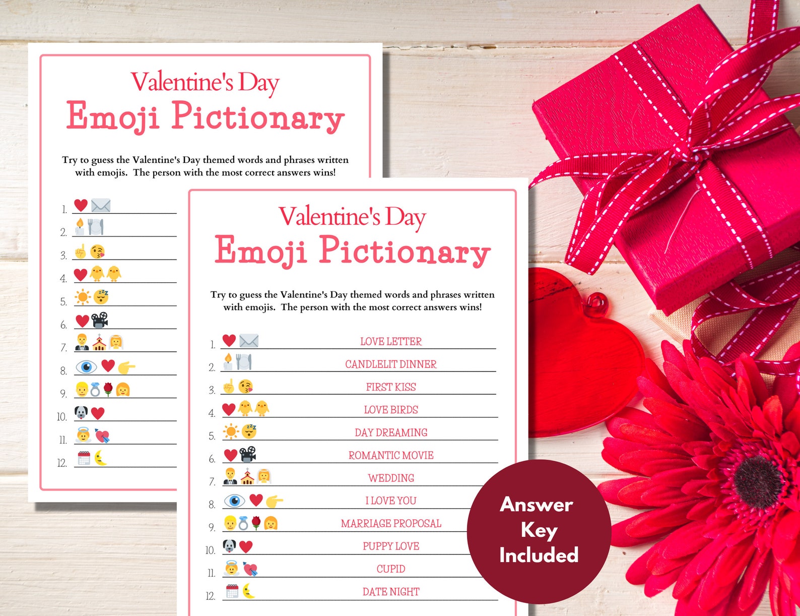 Valentines Day Emoji Pictionary Game, Valentines Day Emoji Game ...