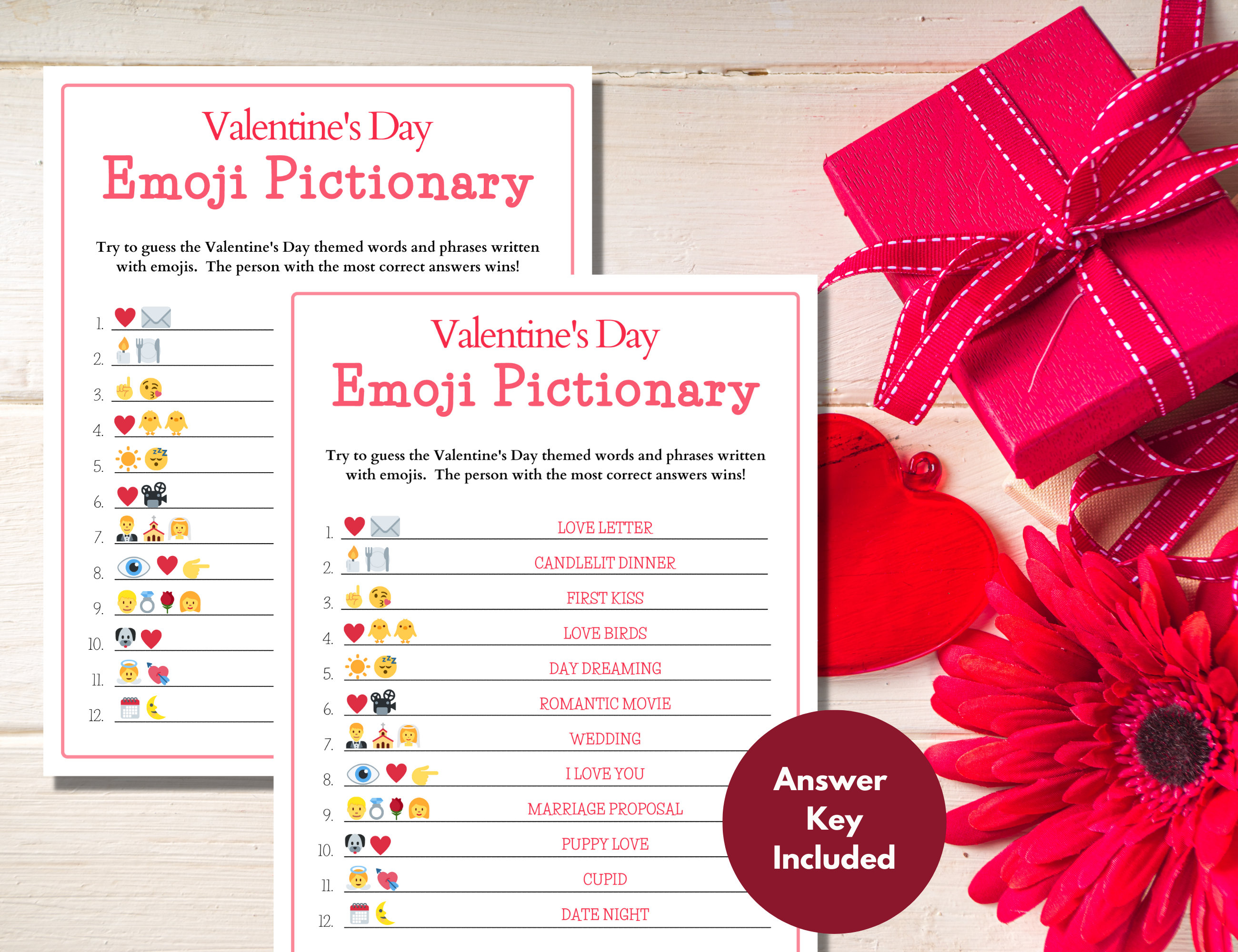Valentines Day Emoji Pictionary Game, Valentines Day Emoji Game ...