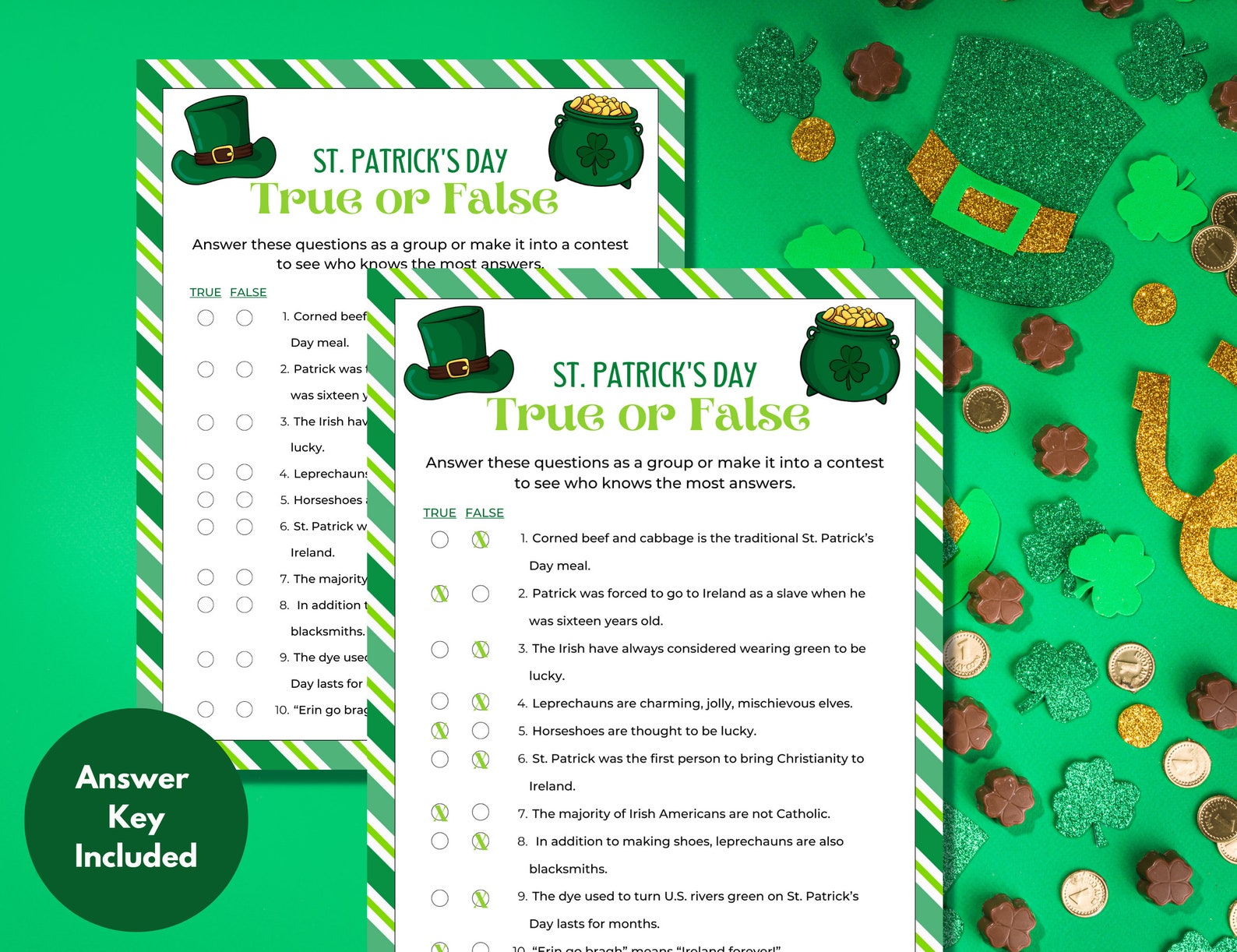 St Patrick's Day True or False Game, St Patrick's Day Trivia Game, St ...