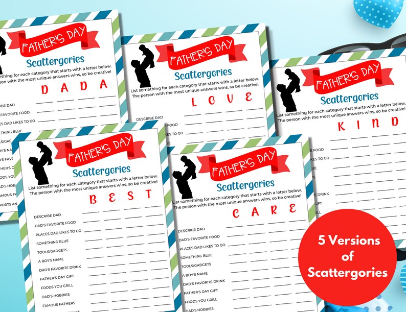 Fathers Day Scattergories Game | Fathers Day Word Game | Fathers Day ...