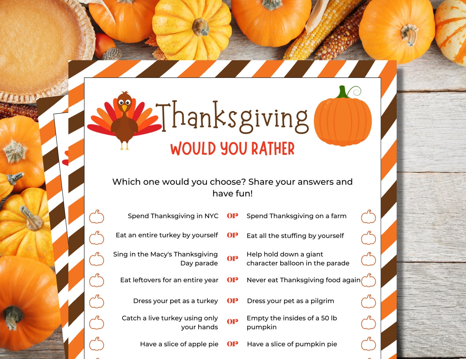 Thanksgiving Would You Rather | Thanksgiving This or That ...