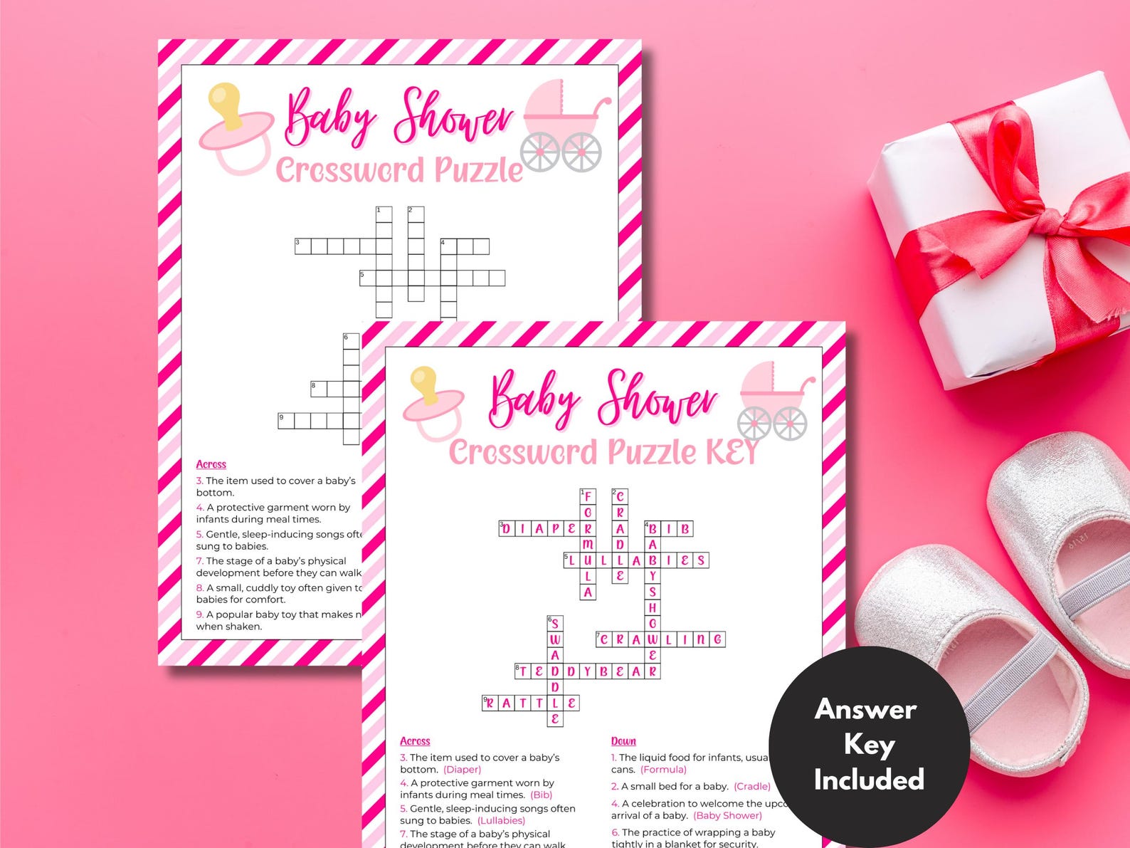 Baby Shower Crossword Puzzle | Baby Word Game| Printable Baby Shower ...