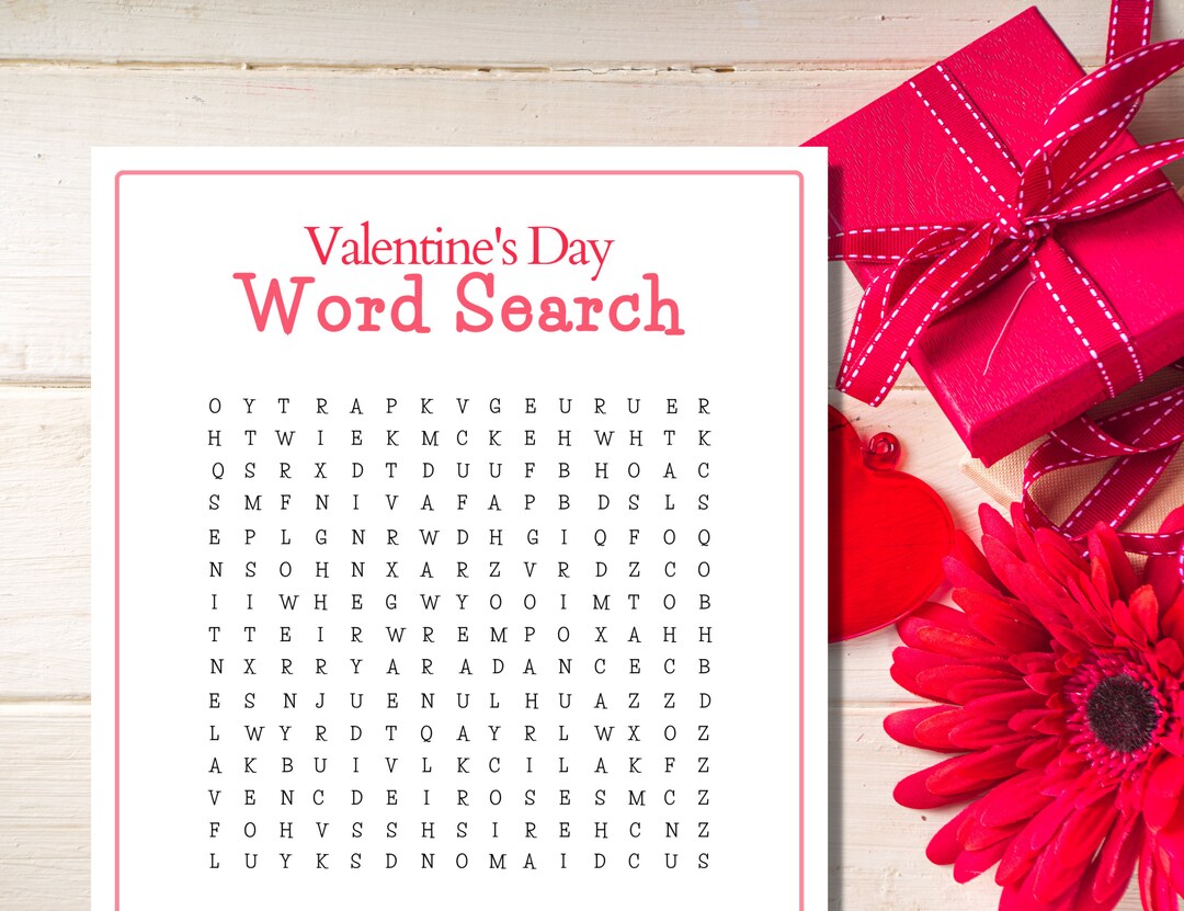 Valentines Day Word Search, Valentines Day Word Game, Valentines Day ...