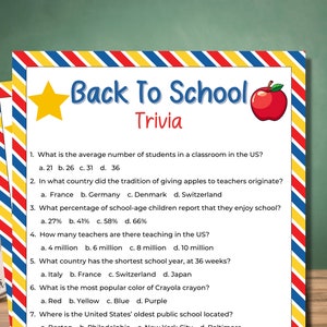 Back to School Trivia Game | Back to School Games | Printable Games ...