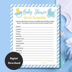 Word Scramble Baby Shower Game | Baby Word Scramble | Printable Baby ...