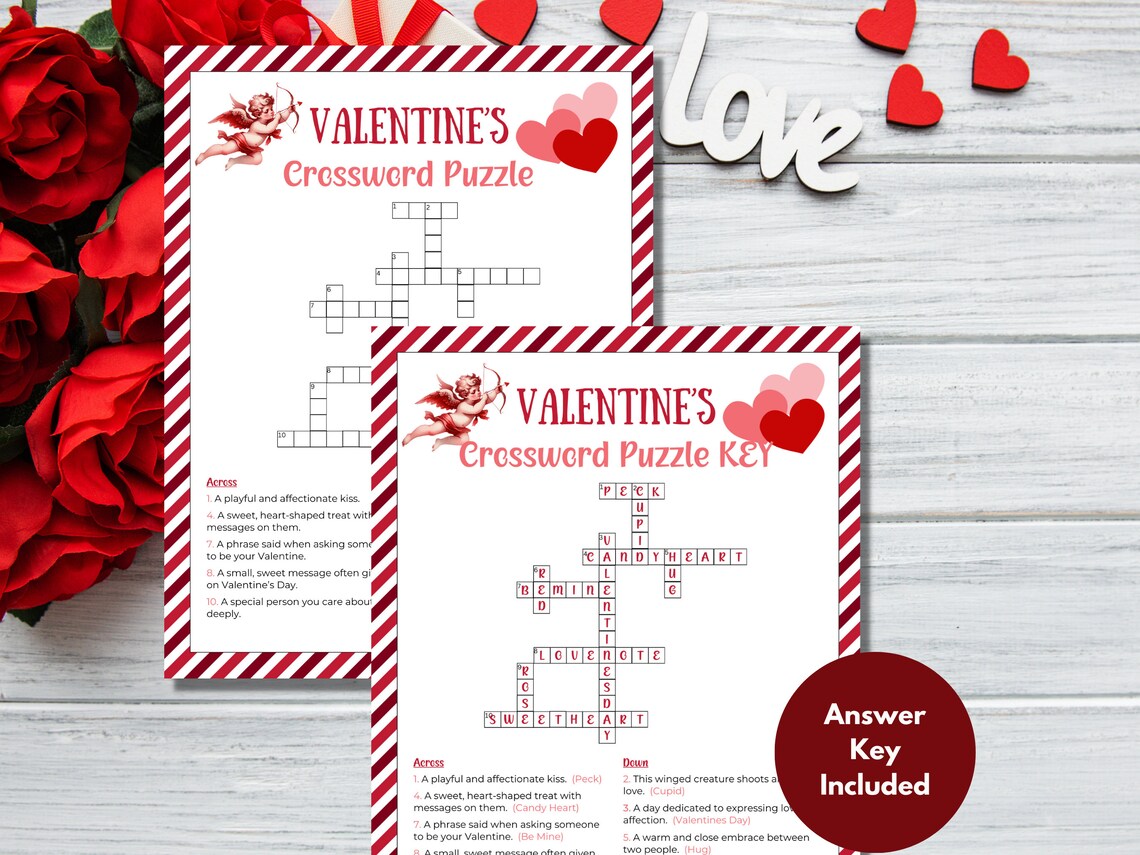 Valentines Crossword Puzzle | Christmas Word Puzzle | Valentines Games ...