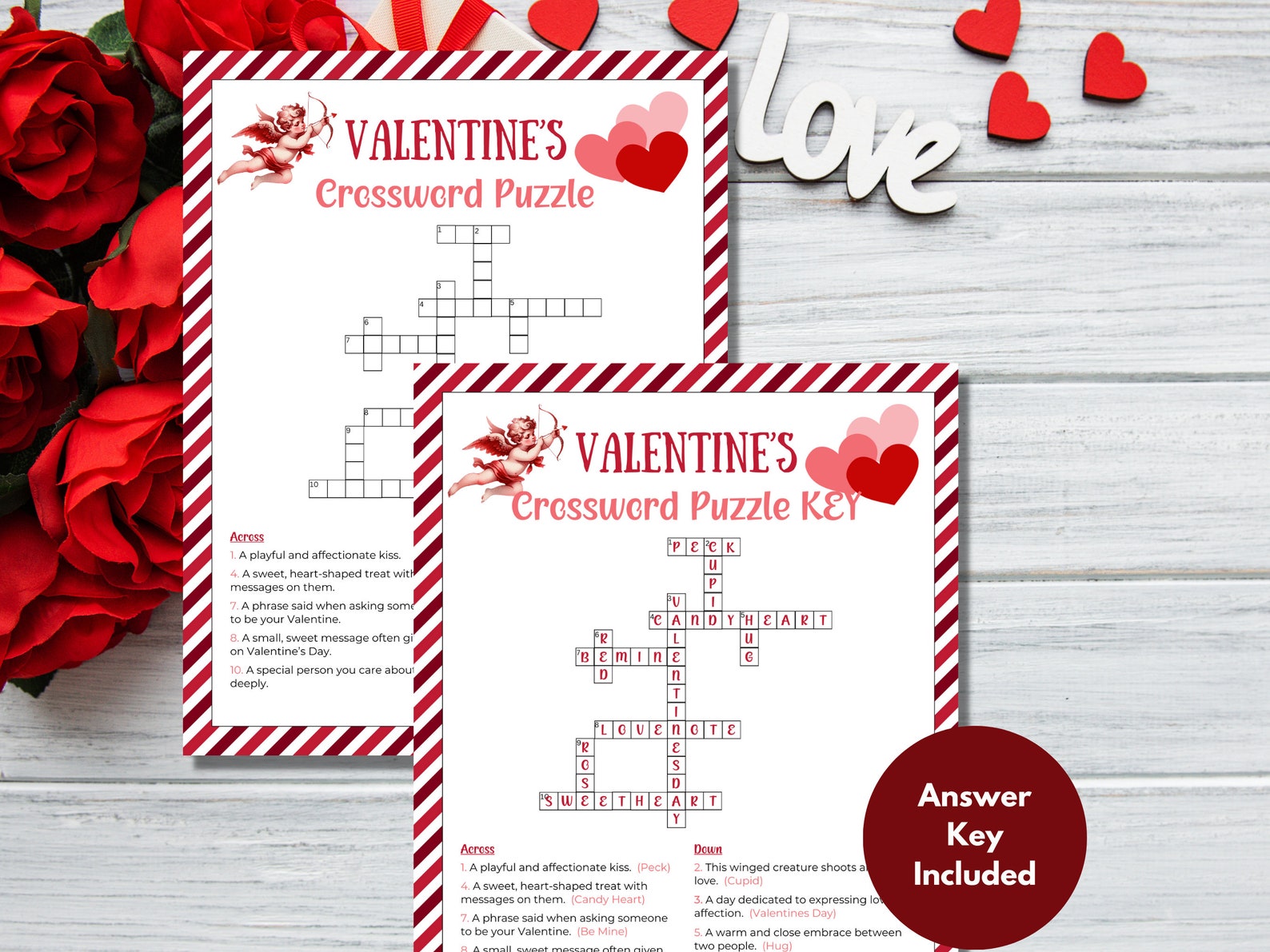 Valentines Crossword Puzzle | Christmas Word Puzzle | Valentines Games ...