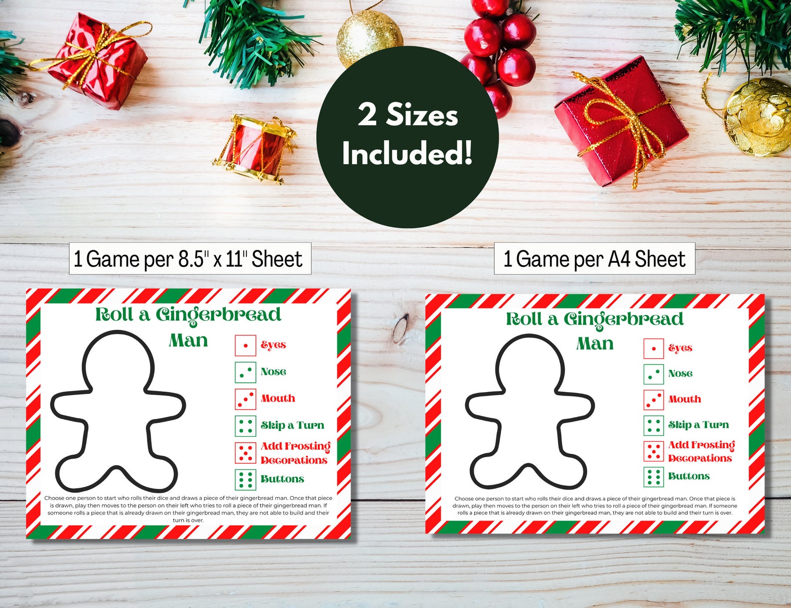 Roll a Gingerbread Man, Christmas Drawing Game, Dice Game, Christmas ...