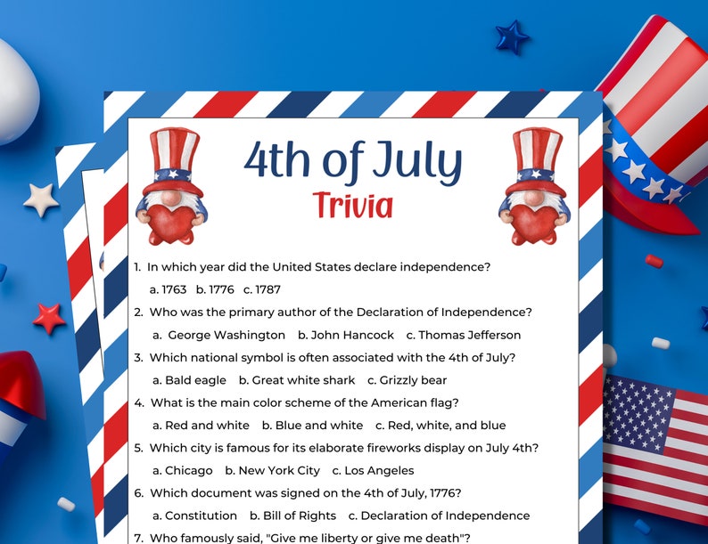4th of July Trivia Game | 4th of July Games | Family Games | Printable ...