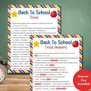 Back to School Trivia Game | Back to School Games | Printable Games ...