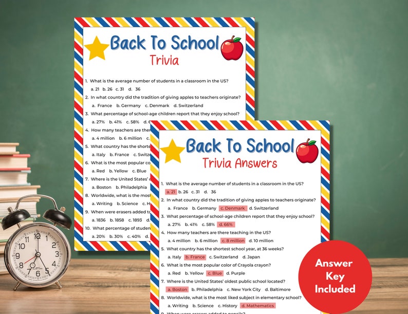 Back to School Trivia Game | Back to School Games | Printable Games ...