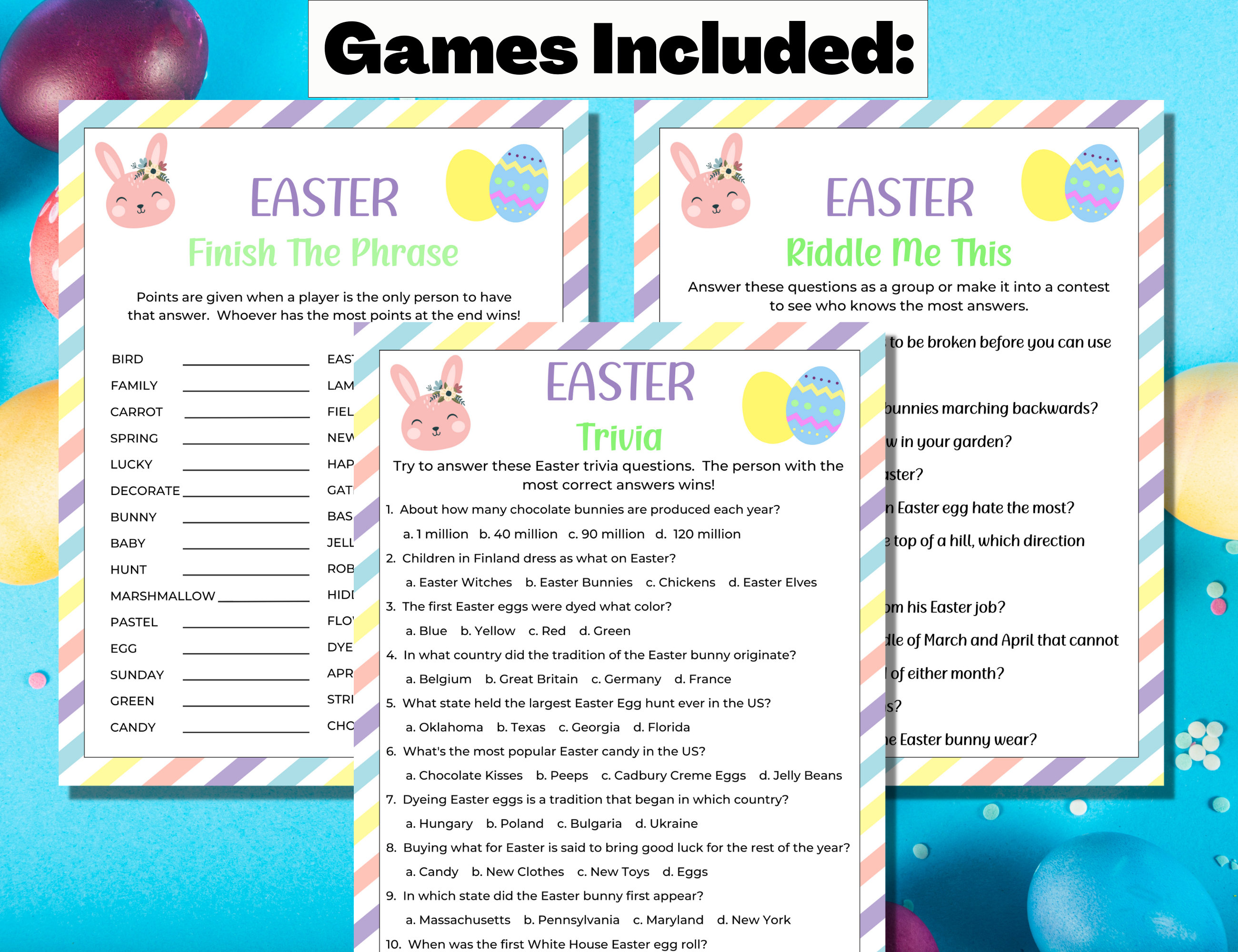 Easter Game Bundle | Easter Activities | Easter Games | Printable Games ...