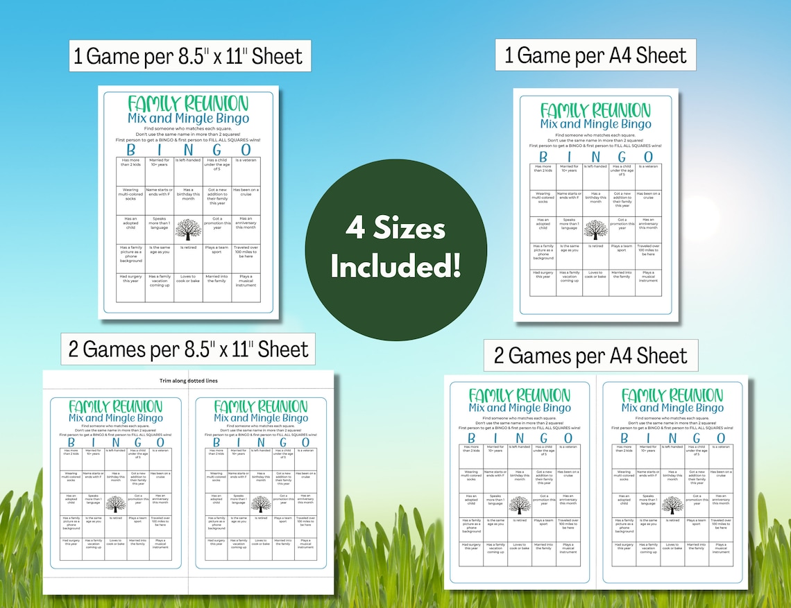 Family Reunion Find the Guest Bingo Ice Breaker Game Mix & Mingle Game ...