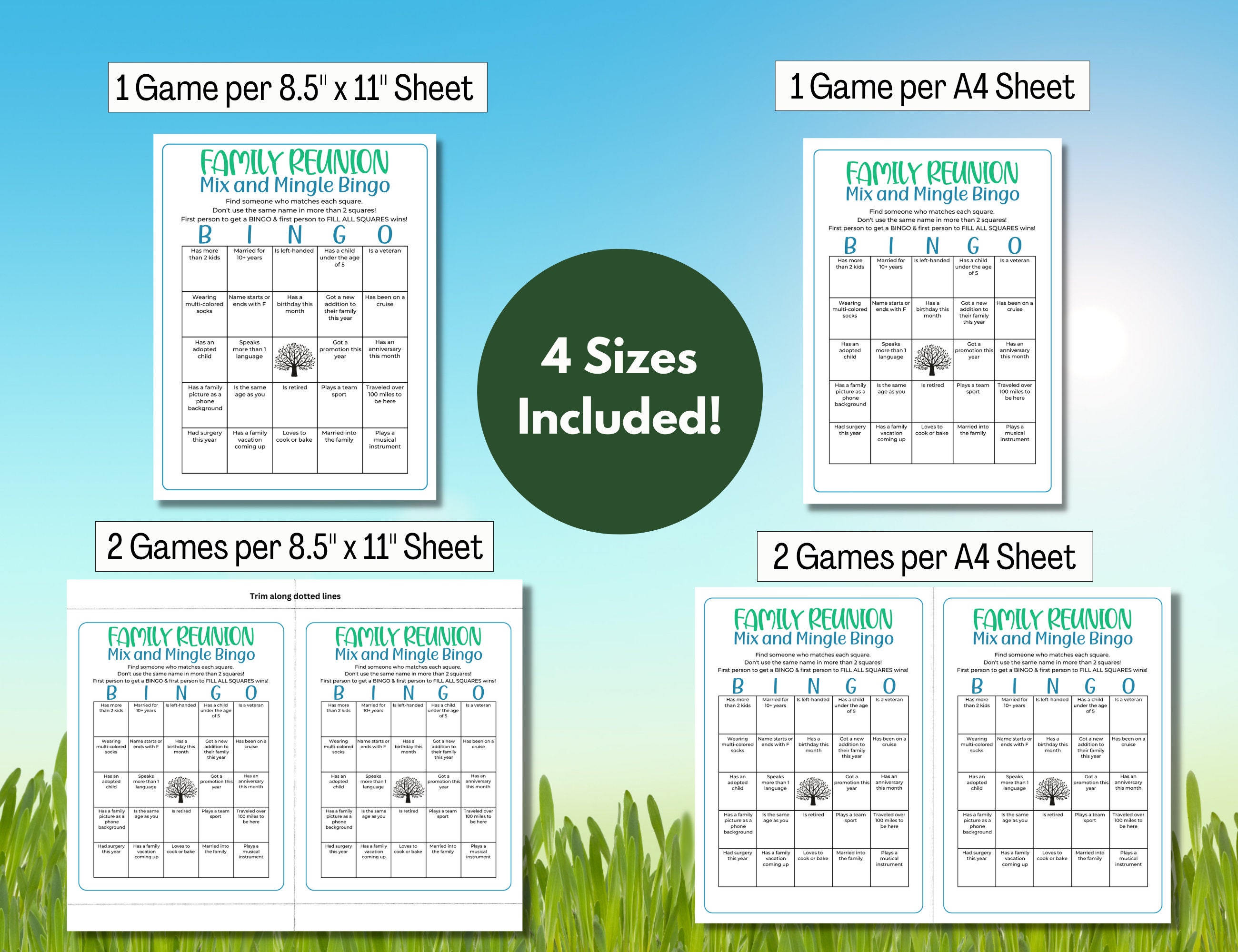 Family Reunion Find the Guest Bingo Ice Breaker Game Mix & Mingle Game ...