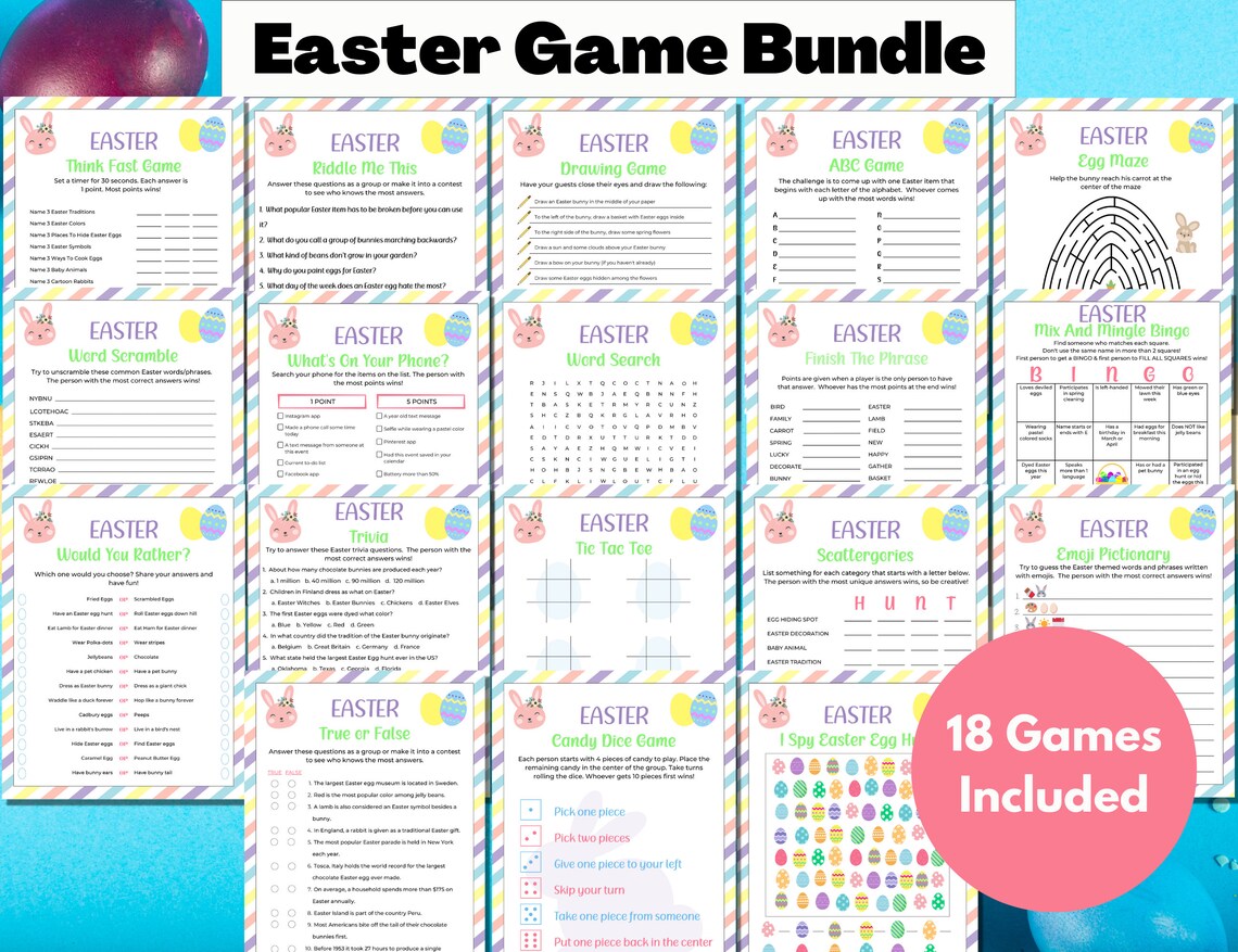 Easter Game Bundle Easter Activities Easter Games Printable Games ...