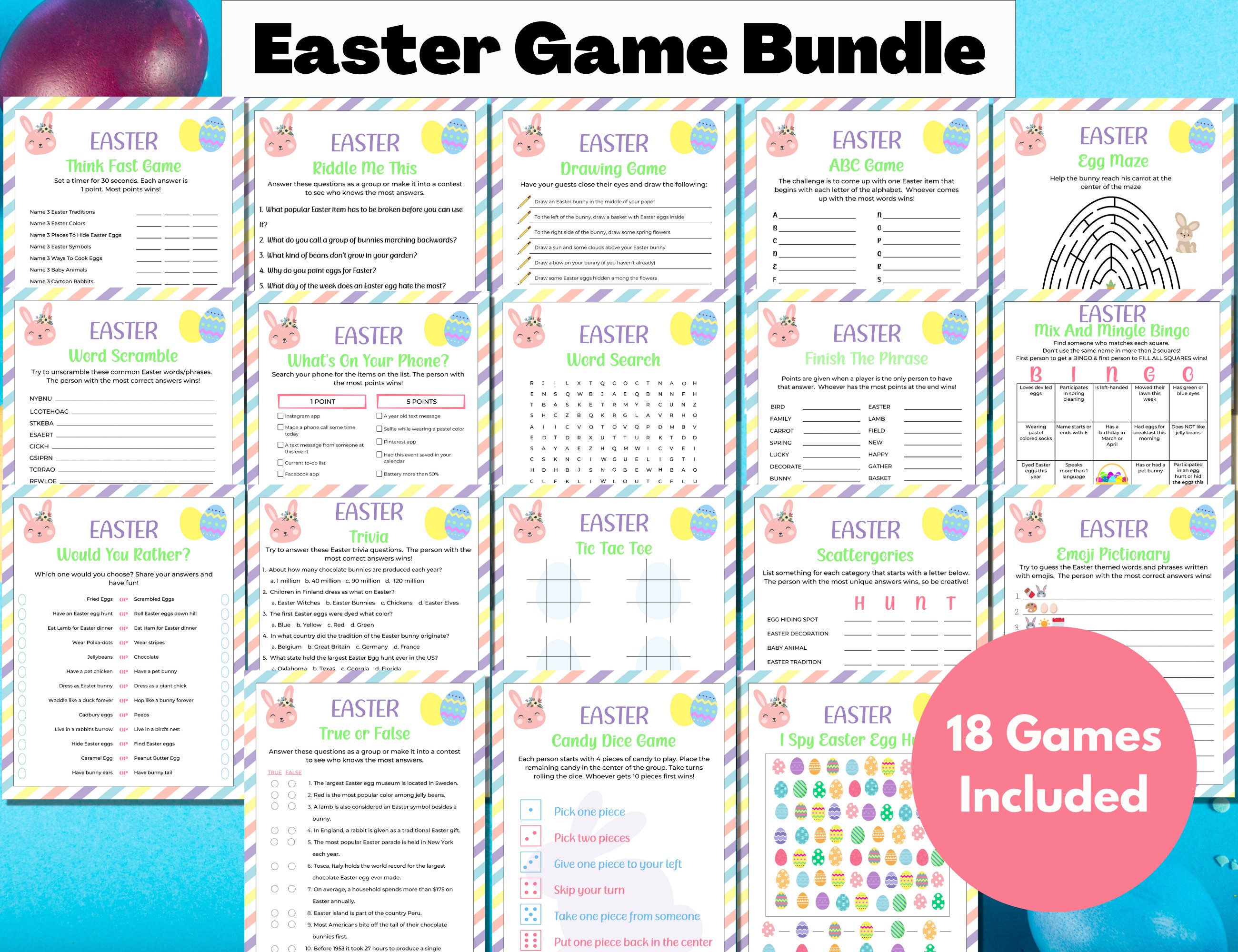 Easter Game Bundle | Easter Activities | Easter Games | Printable Games ...