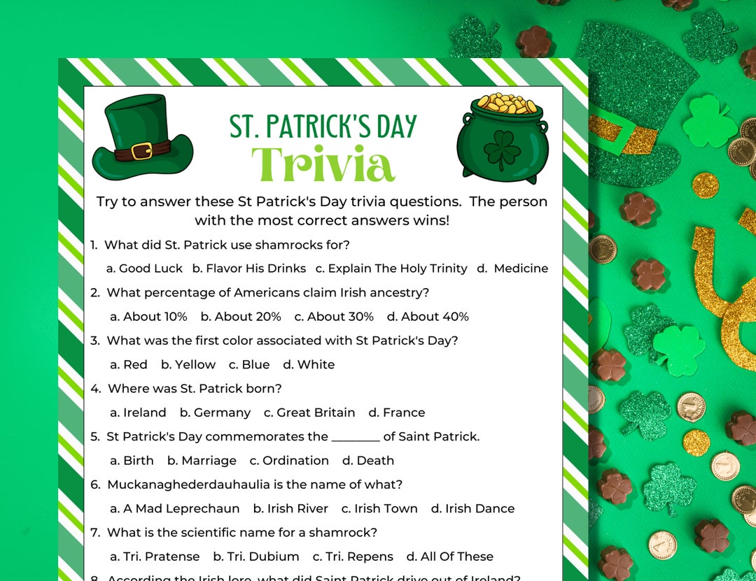 St Patrick's Day Trivia Game, St Patrick's Day Games, St Patrick's Day ...