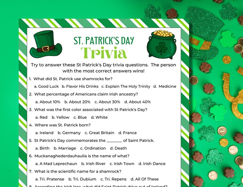 St Patrick's Day Trivia Game, St Patrick's Day Games, St Patrick's Day ...