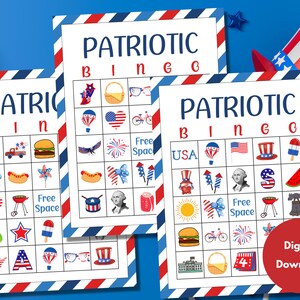 4th of July Bingo | Patriotic Bingo | 4th of July Games | Party Games ...