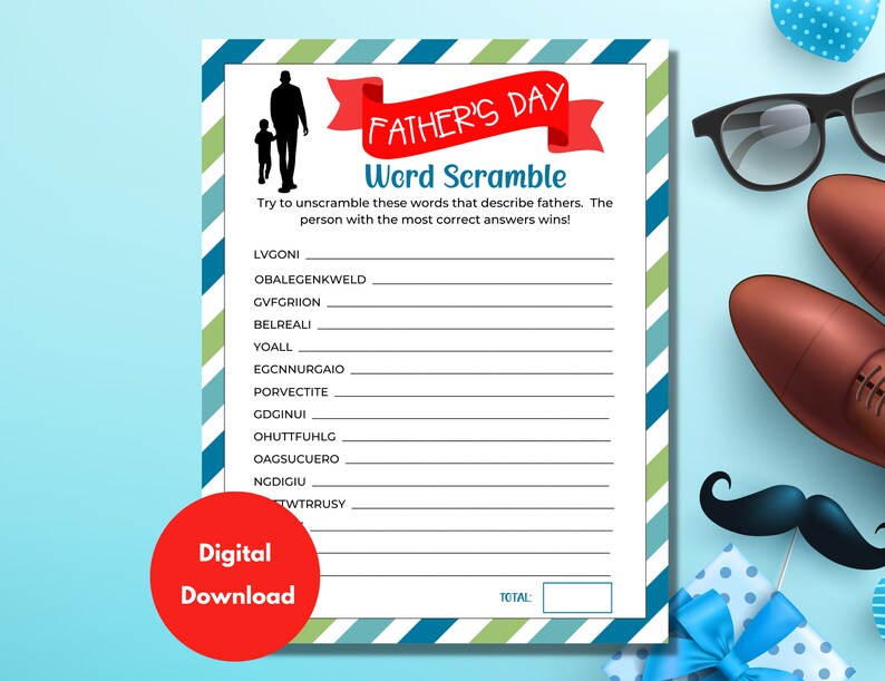 Fathers Day Word Scramble Game | Fathers Day Unscramble Game | Fathers ...