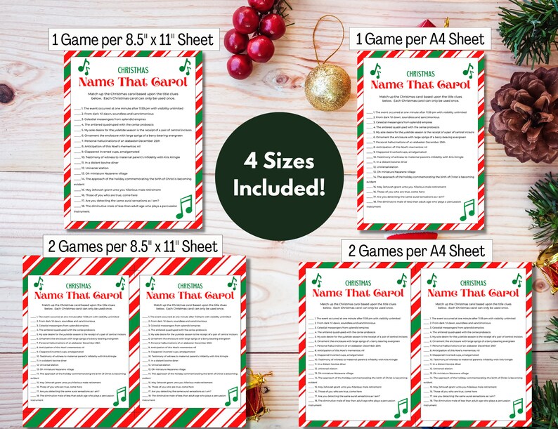 Name That Christmas Carol Game Christmas Song Game Christmas - Etsy