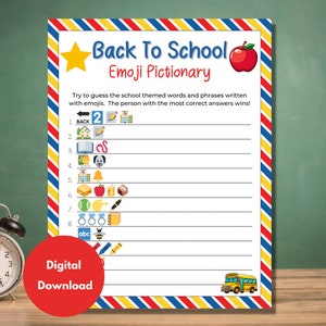 Back to School Emoji Pictionary | Back to School Emoji Game | Back to ...