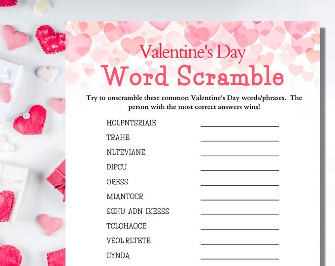 Word Scramble Game Valentines | Valentines Word Scramble Game ...