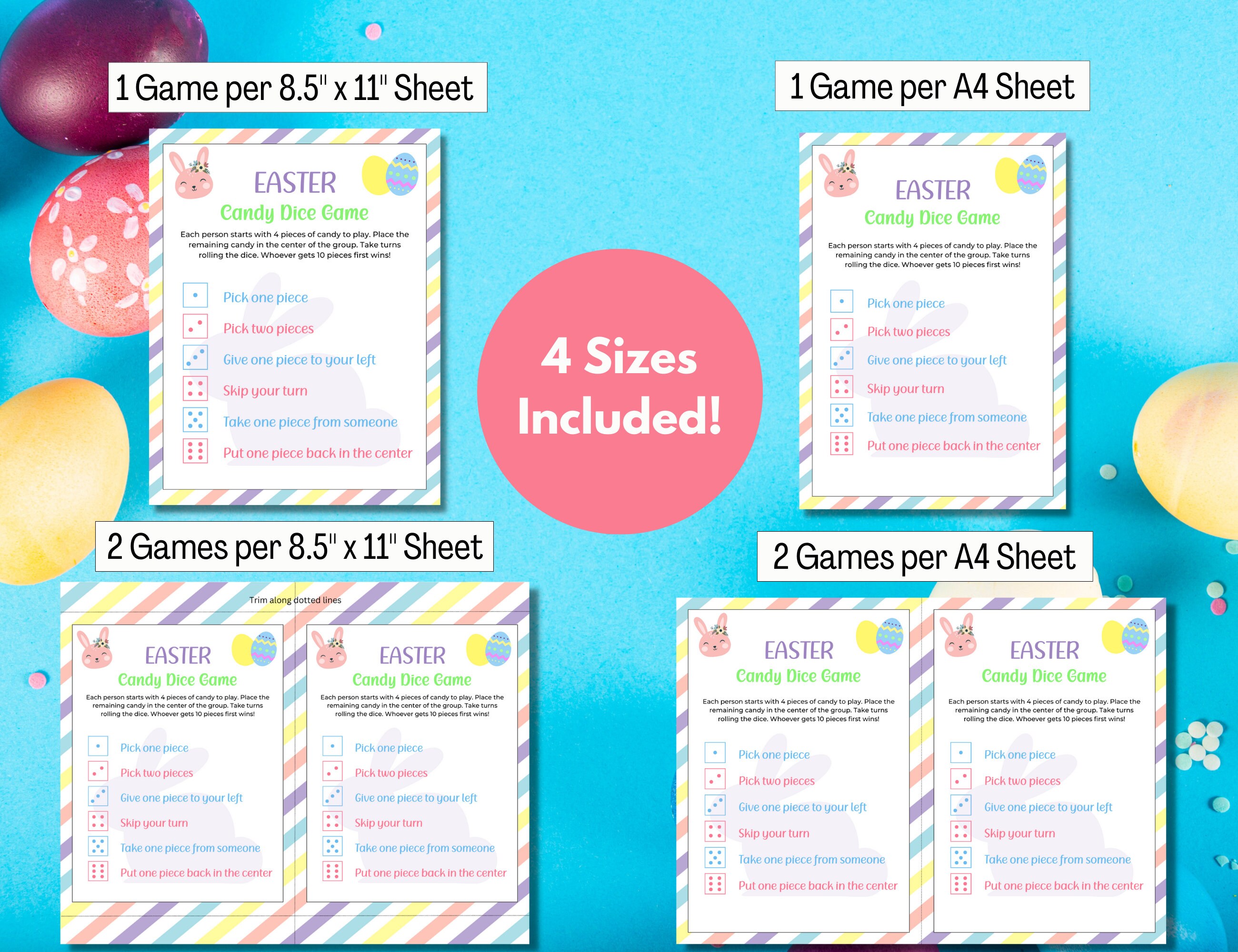 Easter Candy Dice Game Easter Kids Game Printable Easter Games Easter ...