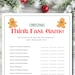 Christmas Games, Christmas Think Fast Game, Trivia Game, Printable ...