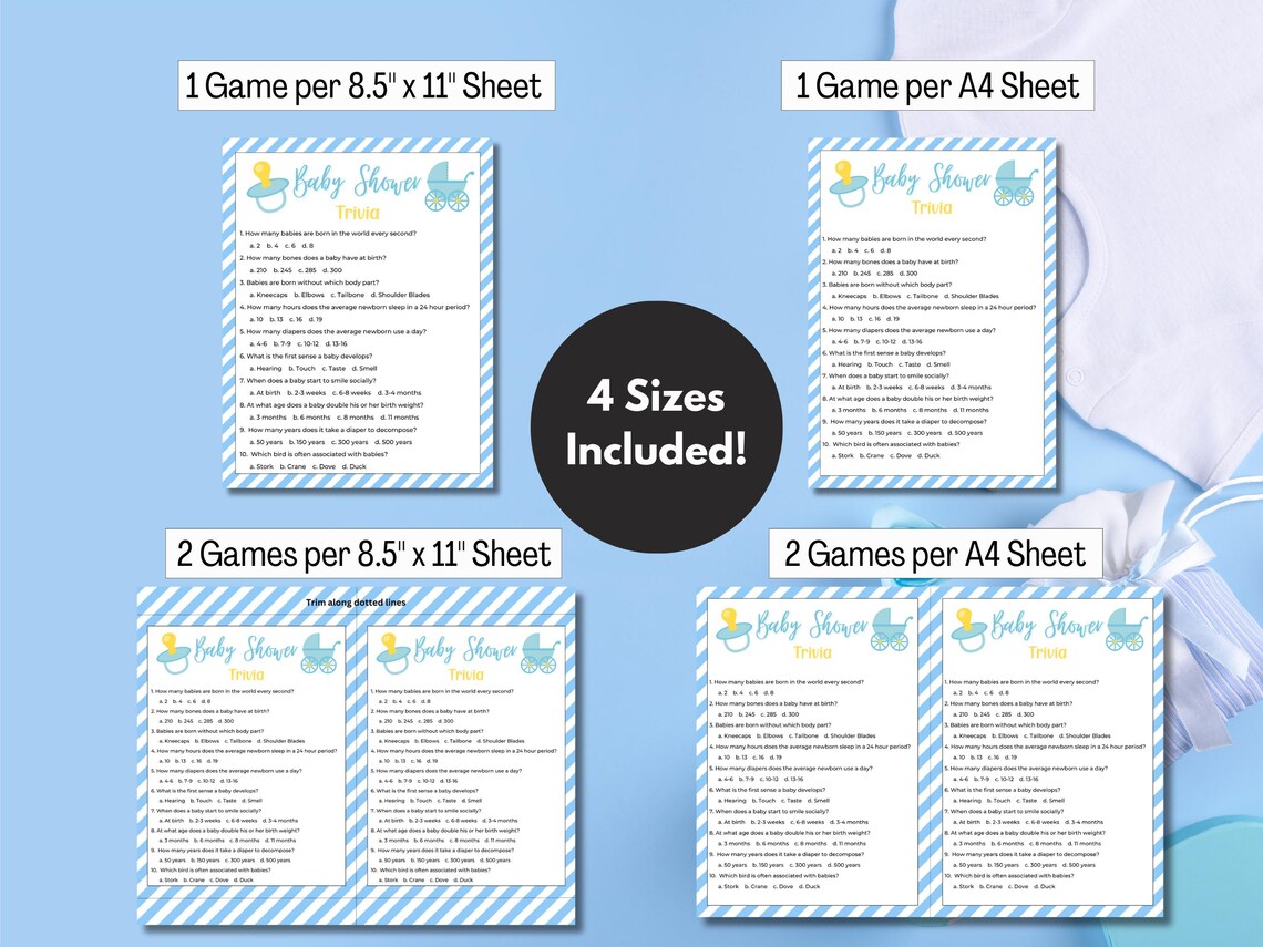 Baby Shower Trivia Game | Baby Boy Trivia | Baby Shower Games | Party ...