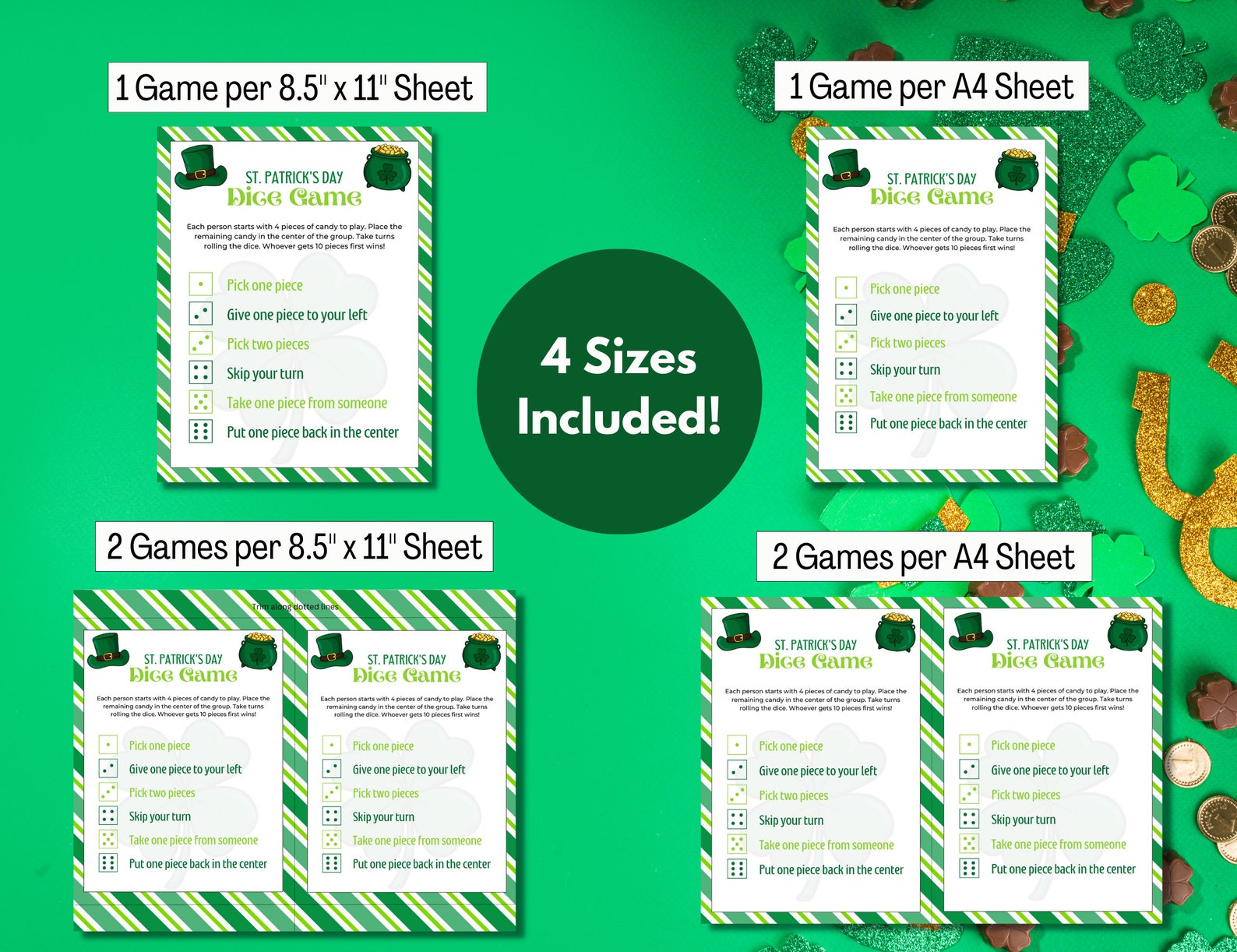 St Patrick's Day Candy Dice Game, St Patrick's Day Kids Game, St ...