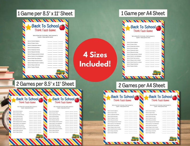 Back to School Think Fast Game | Back to School Trivia Game | Back to ...